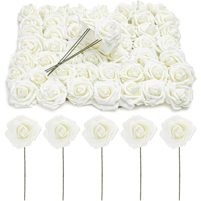 Bright Creations 60 Pack Artificial Rose Flowers Heads With Stems ...