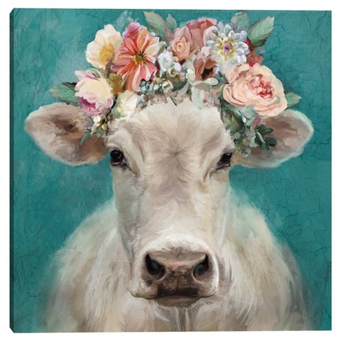 24" X 24" Fancy Cows I By Studio Arts Canvas Art Print - Masterpiece ...