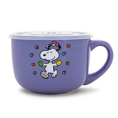 Silver Buffalo Peanuts Snoopy Easter Pastel Purple Soup Mug With Vented ...