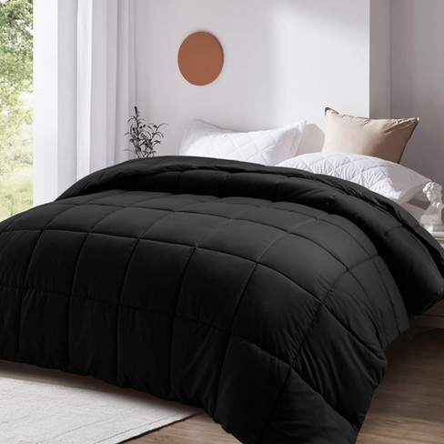 Hyleory Luxury Solid Down Alternative Machine Washable Black Comforters ...