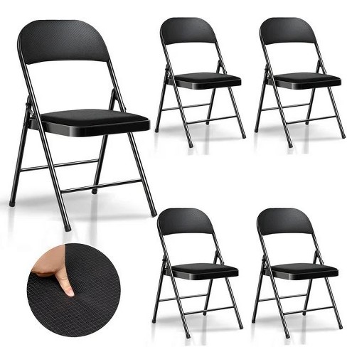 Sugift 4 Pack Black Padded Metal Folding Chair For Outdoor Indoor Target