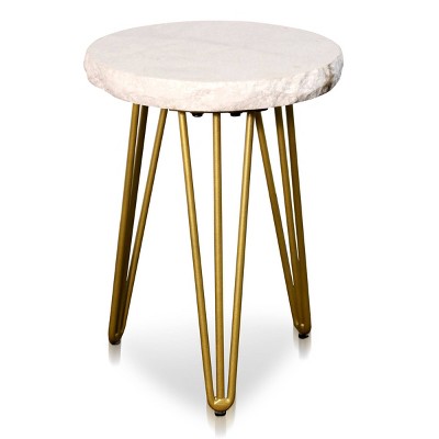 Stylecraft Ophelia White Marble Top Side Accent Table Gold: Luxury Glam ...