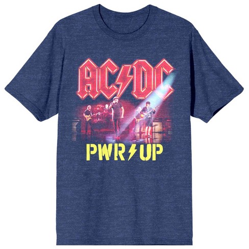 Acdc Pwr Up Concert Art Women's Navy Heather Crew Neck Short Sleeve Tee ...