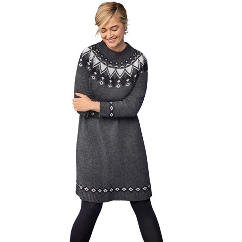 Ellos Women's Plus Size Fair Isle Sweater Dress : Target