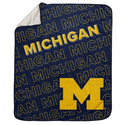 Ncaa Michigan Wolverines Wordmark 60 X 70 Faux Shearling Blanket : Target