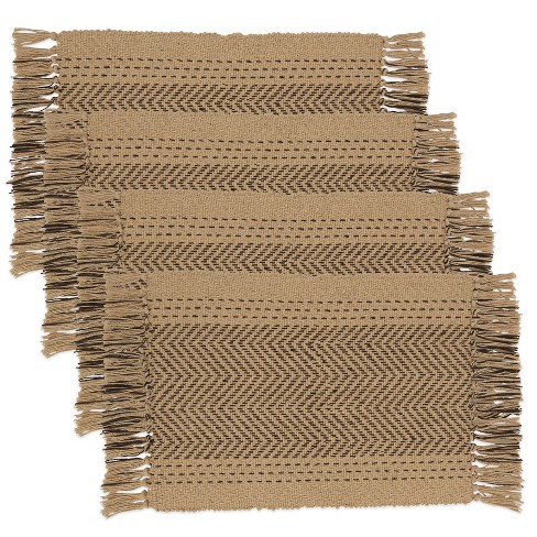 Saro Lifestyle Kantha Stitch Design Table Mats, Beige, (set Of 8 Pcs ...