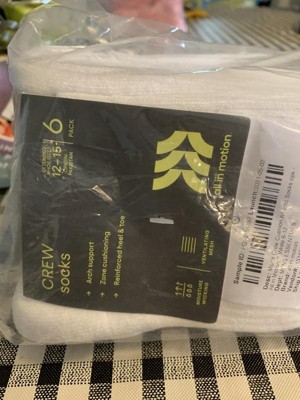 Men's Active Crew Socks 6pk - All In Motion™ Black 6-12 : Target