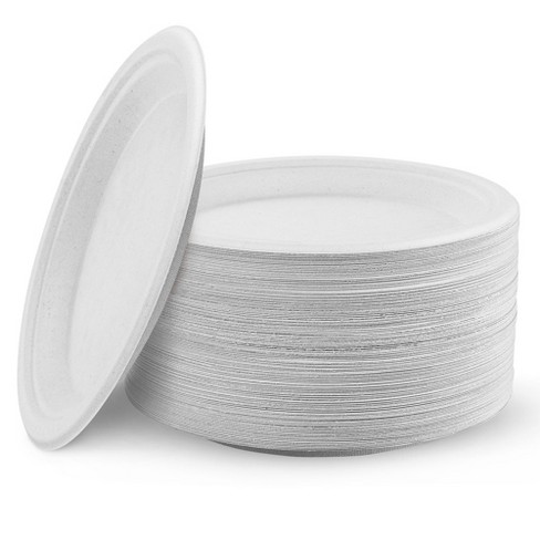 Cheer Collection 9" Round Compostable Paper Plates - White (pack Of 200 ...