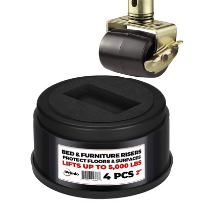 Iprimio 2'' Stackable Bed Round Risers Fits Caster Wheels To Lift Up To ...