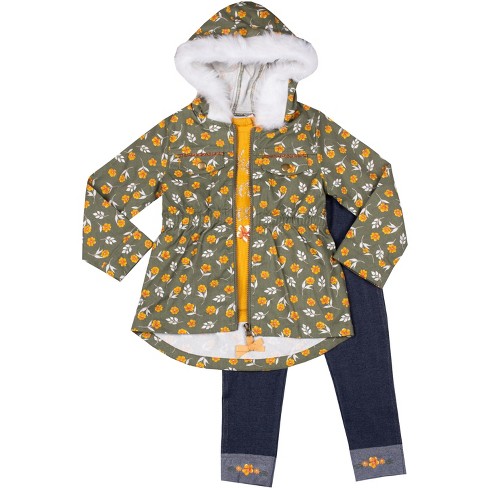 Little Lass Girl's 3 Piece Jacket Coordinated Outfit, Olive, Size 5 ...