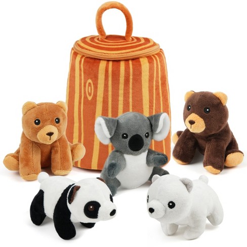 Benben Stuffed Animals, 5 Small Forest Animals With Tree Stump Carrier ...