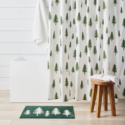 Brandclub - Christmas Forest Trees Shower Curtain White - Wondershop™
