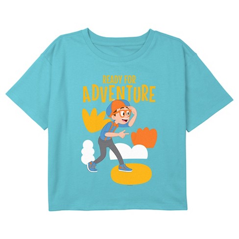 Girl's Blippi Ready For Adventure Crop Top T-shirt - Blue - X Large ...