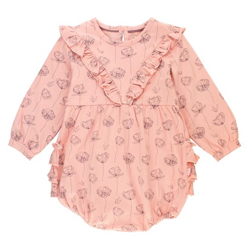 Rufflebutts Infant Girls Long Sleeve V-ruffle Bubble Romper : Target