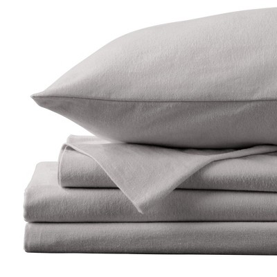 Market & Place Turkish Cotton Flannel Solid Sheet Set King Dark Grey ...