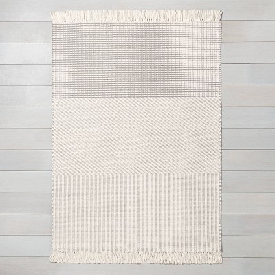 7' X 10' Tri-patterned Area Rug Jet Gray / Sour Cream - Hearth & Hand ...