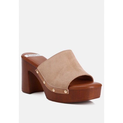 Cartera Suede High Block Heel Clogs In Tan : Target