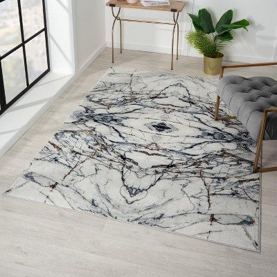 Luxe Weavers Marble Effect Abstract Blue 8x10 Area Rug : Target