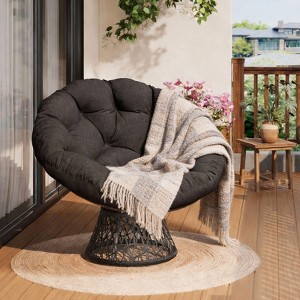 Indoor Papasan Chair, Thick Tufted Cushion & Wicker Design, Ergonomic ...