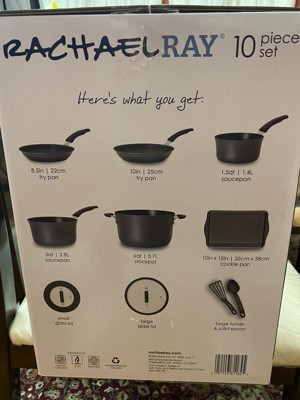 Rachael Ray Cook + Create 10pc Hard Anodized Nonstick Cookware Set With ...