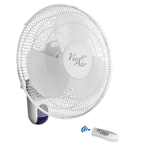 Vie Air 16 Inch 3 Speed Plastic Wall Fan With Remote Control In White ...