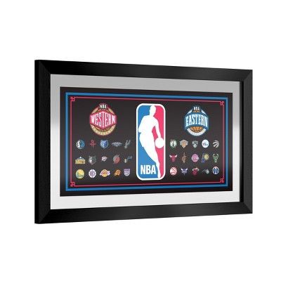 Nba Nba Logo With All Teams Black Framed Bar Mirror By Trademark ...