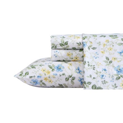 Laura Ashley Bramble Vine 100% Cotton 300 Thread Count Sateen- 4 Piece ...