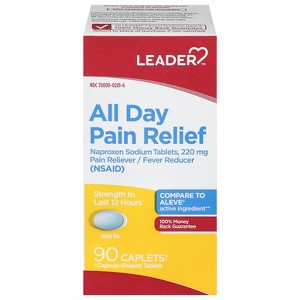 Leader All Day Pain Relief Caplets 220 mg for Temporary Pain Relief, 90 ...