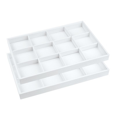 Unique Bargains Stackable Pu Leather White Jewelry Trays With Removable ...