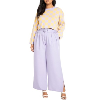 Eloquii Women's Plus Size Belted Trouser With Side Slit, 18 - Lavender ...