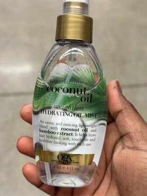 Ogx Nourishing Coconut Oil Weightless Hydrating Oil Mist Lightweight ...
