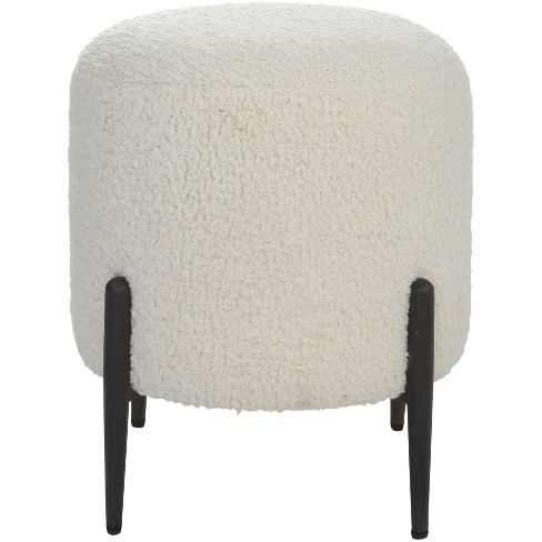 Uttermost Arles White Faux Shearling Round Ottoman : Target
