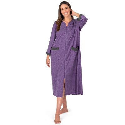 Pavilia Womens Housecoat Zip Robe, Fleece Zipped Up Front Bathrobe ...