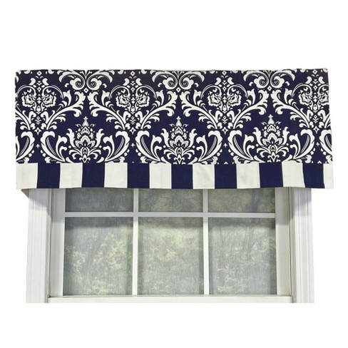 Ozbourne Style Banded 3" Rod Pocket Valance 50" X 16" Navy By Rlf Home ...