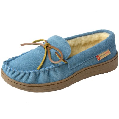 Alpine Swiss Sabine Womens Suede Shearling Slip On Moccasin Slippers ...