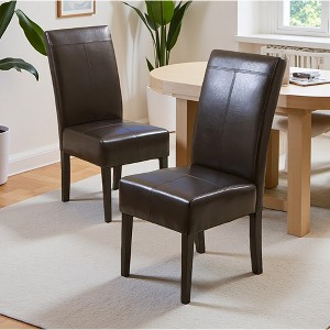 Set of 2 Upholstered Armless Dining Chairs with T-Stitch Design ...