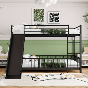Xiyuyeu Full Over Full Bunk Bed With Ladder And Guardrail,metal Loft Bed With Convenient Gate ...