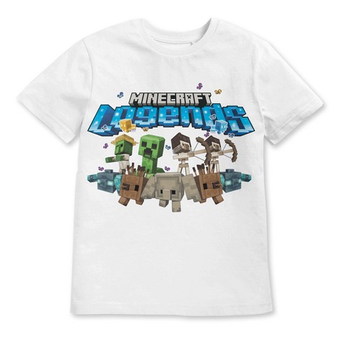 Minecraft Legends Logo & Characters Crew Neck Short Sleeve Boy's White ...