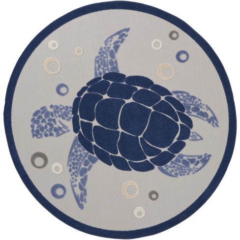 Nourison Aloha Turtle Coastal Flatweave High-low Indoor Outdoor Round ...