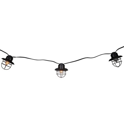 Northlight 10-count Black Caged Fisherman Lantern Patio String Light ...