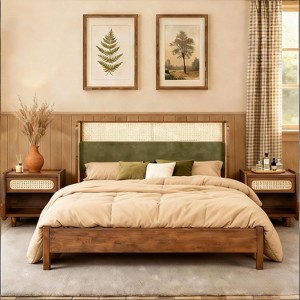 Christopher Knight Home Megan Contemporary Wooden Bed Frame with Rattan ...