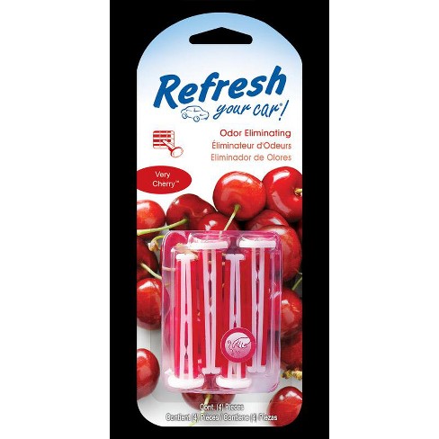 Refresh Your Car! Very Cherry Scent Car Vent Clip 0.7 Oz Solid 4 Pk ...