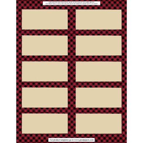 50 Labels(5 Sheets) Buffalo Plaid Gift And Ship : Target