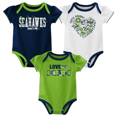 Nfl Seattle Seahawks Infant Girls' 3pk White Bodysuit - 12m : Target
