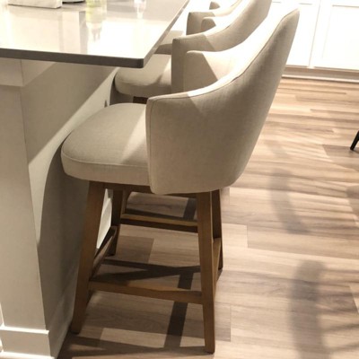 Kinston Swivel Curved Back Upholstered Counter Height Barstool ...