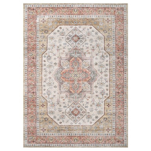 Whizmax Washable Floral Print Area Rug, 4x6 Traditional Vintage Boho ...