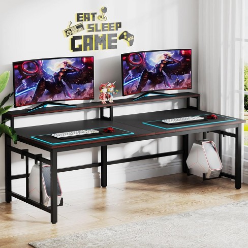 Tribesigns 78.7-inch Two Person Computer Desk With Cpu Shelves, Black ...