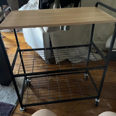 Storage Cart Black Metal With Natural Wood - Brightroom™ : Target