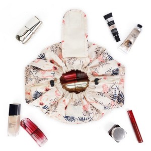 Narwey Barrel Drawstring Makeup Bag Large Floral Cosmetic Bag Make up ...