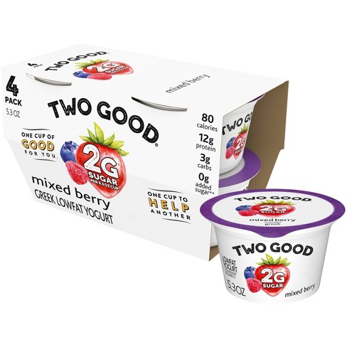 Two Good Low Fat Lower Sugar Mixed Berry Greek Yogurt - 4ct/5.3oz Cups ...
